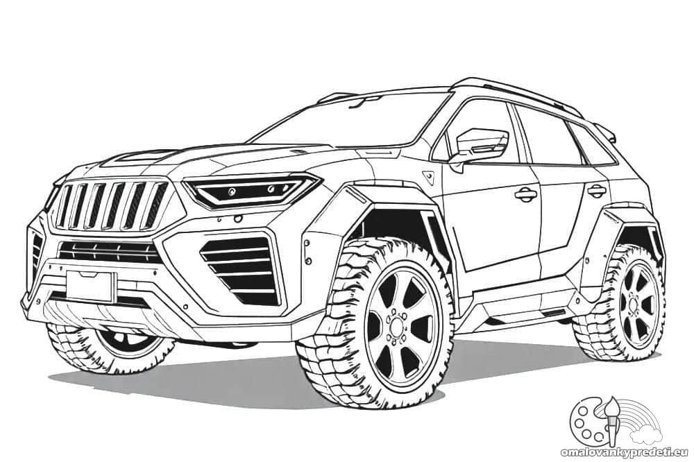 Terénní sportovní auto - Omalovánky pro děti
