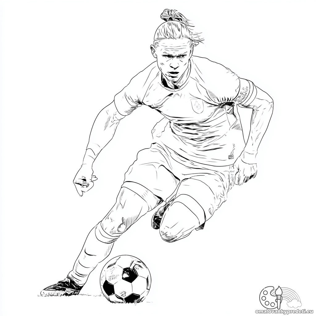 Erling Haaland, fotbalist - Carte de colorat pentru copii