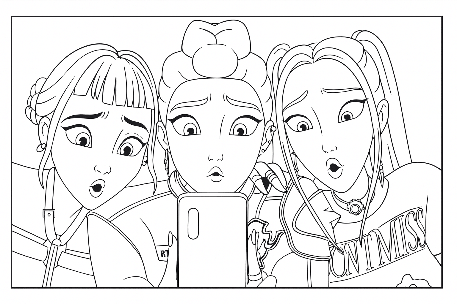 Kpop demon hunters s mobilom - Omaľovánky pre deti