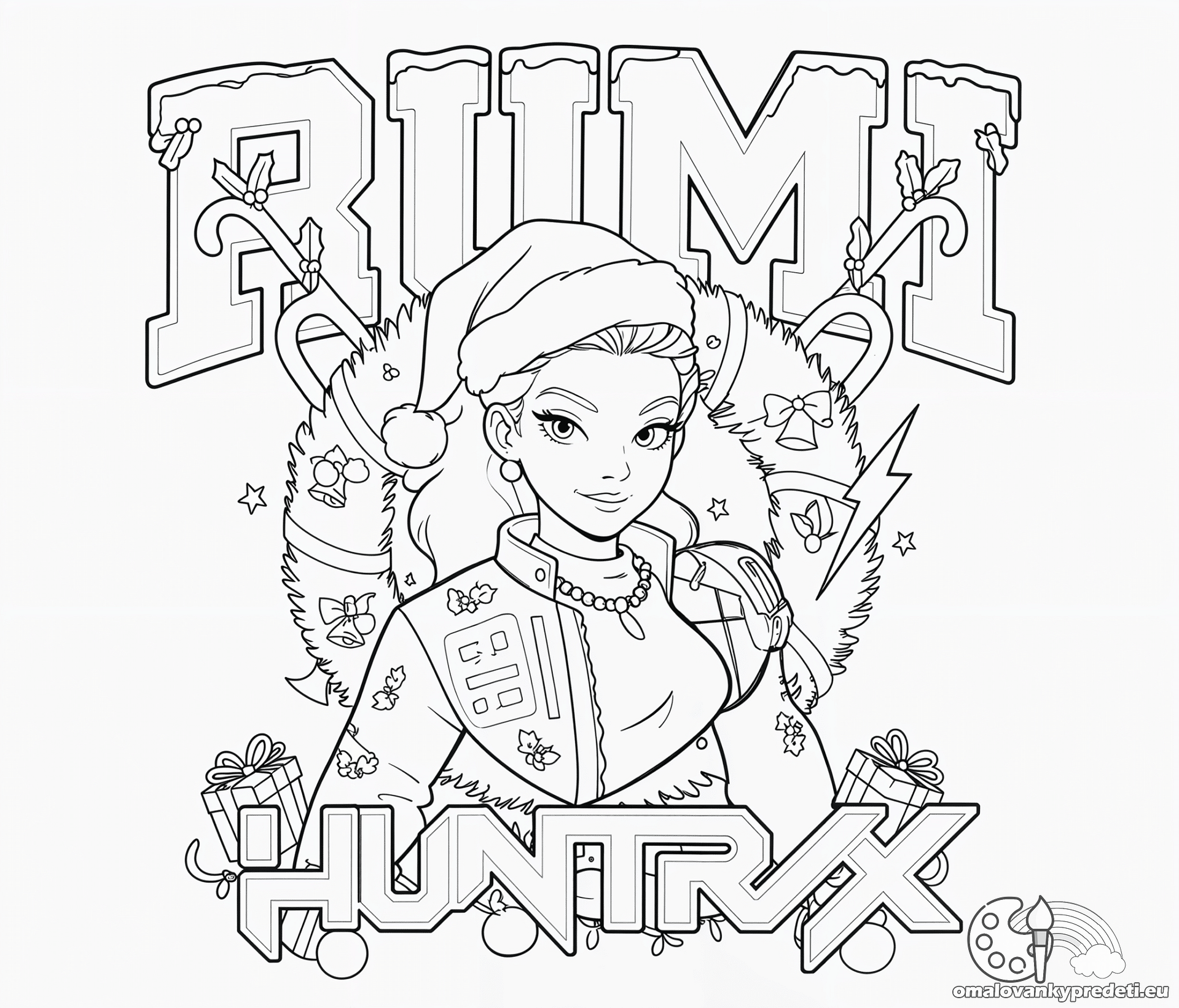 Rumi Huntrix Weihnachtskranz – Malvorlagen für Kinder
