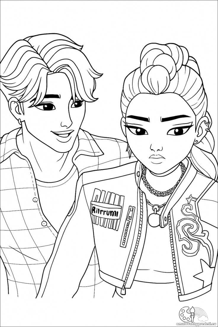 Jinu și Rumi Huntrix - Carte de colorat pentru copii